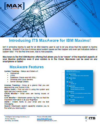 MaxAware | IBM Maximo Monitoring Tool